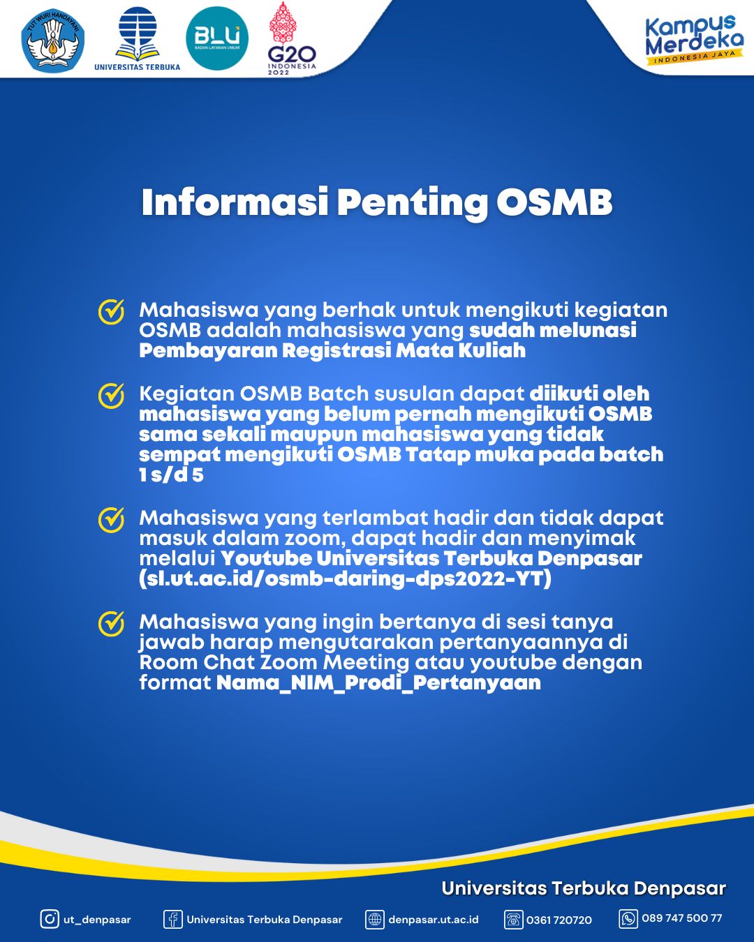 Orientasi Studi Mahasiswa Baru (OSMB) Daring UT Denpasar Masa ...