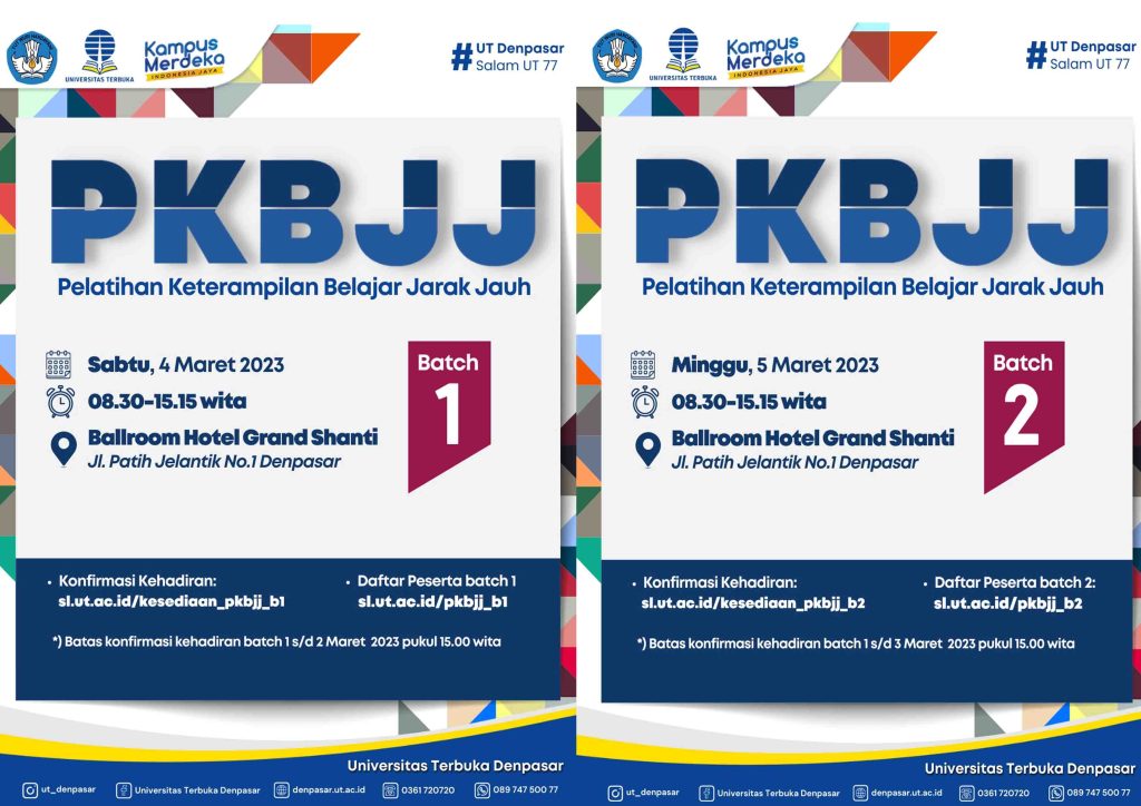 Jadwal PKBJJ UT Denpasar Smt Genap 2022/23 (2023.1) Batch 1 & 2 ...