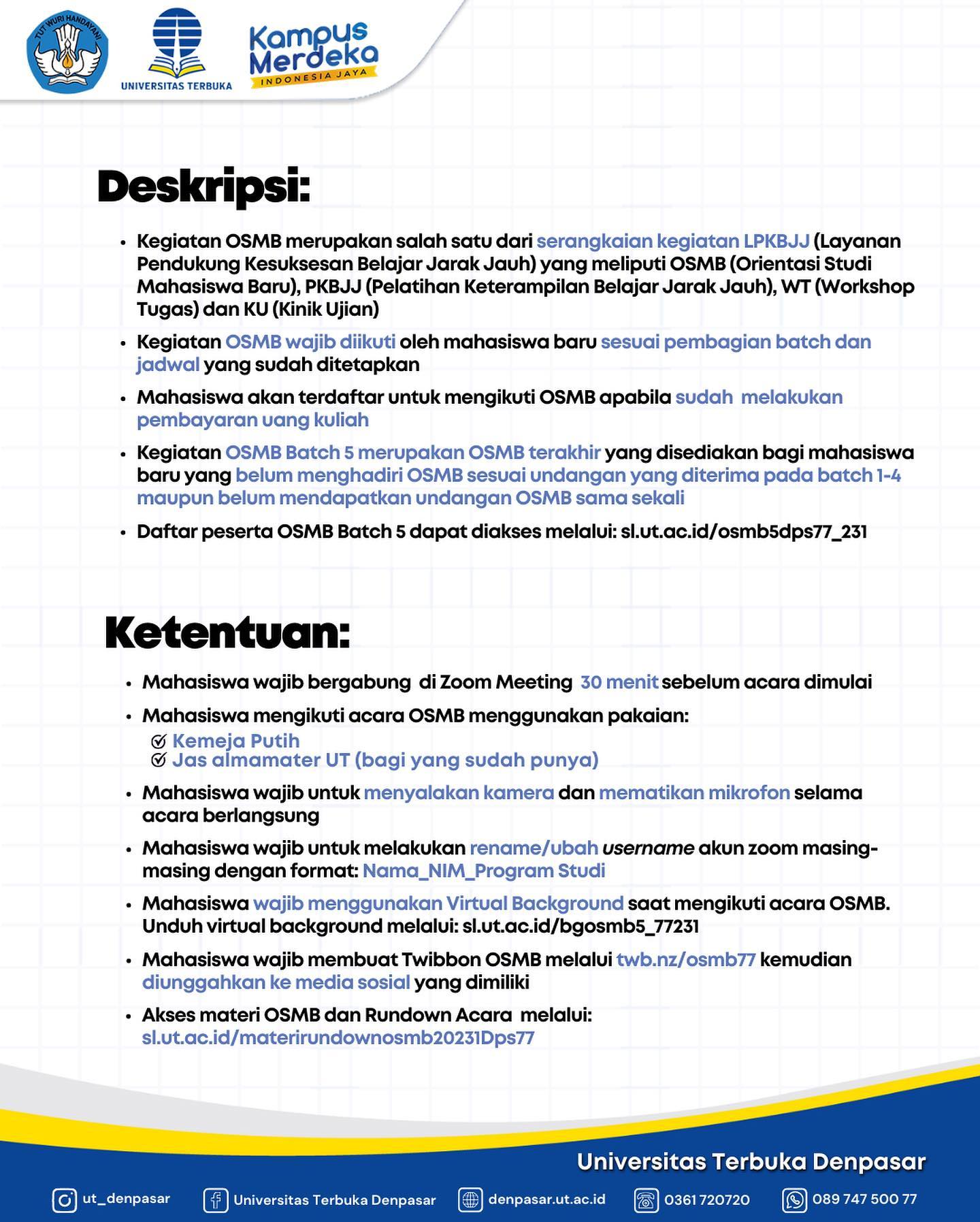 Jadwal Orientasi Studi Mahasiswa Baru (OSMB) Smt Genap 2022/23 (2023.1 ...