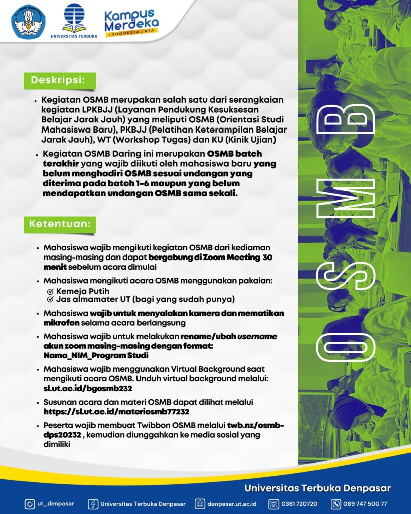 INFO OSMB UT DENPASAR MASA REGISTRASI 2023/2024 GANJIL BATCH 7 ...