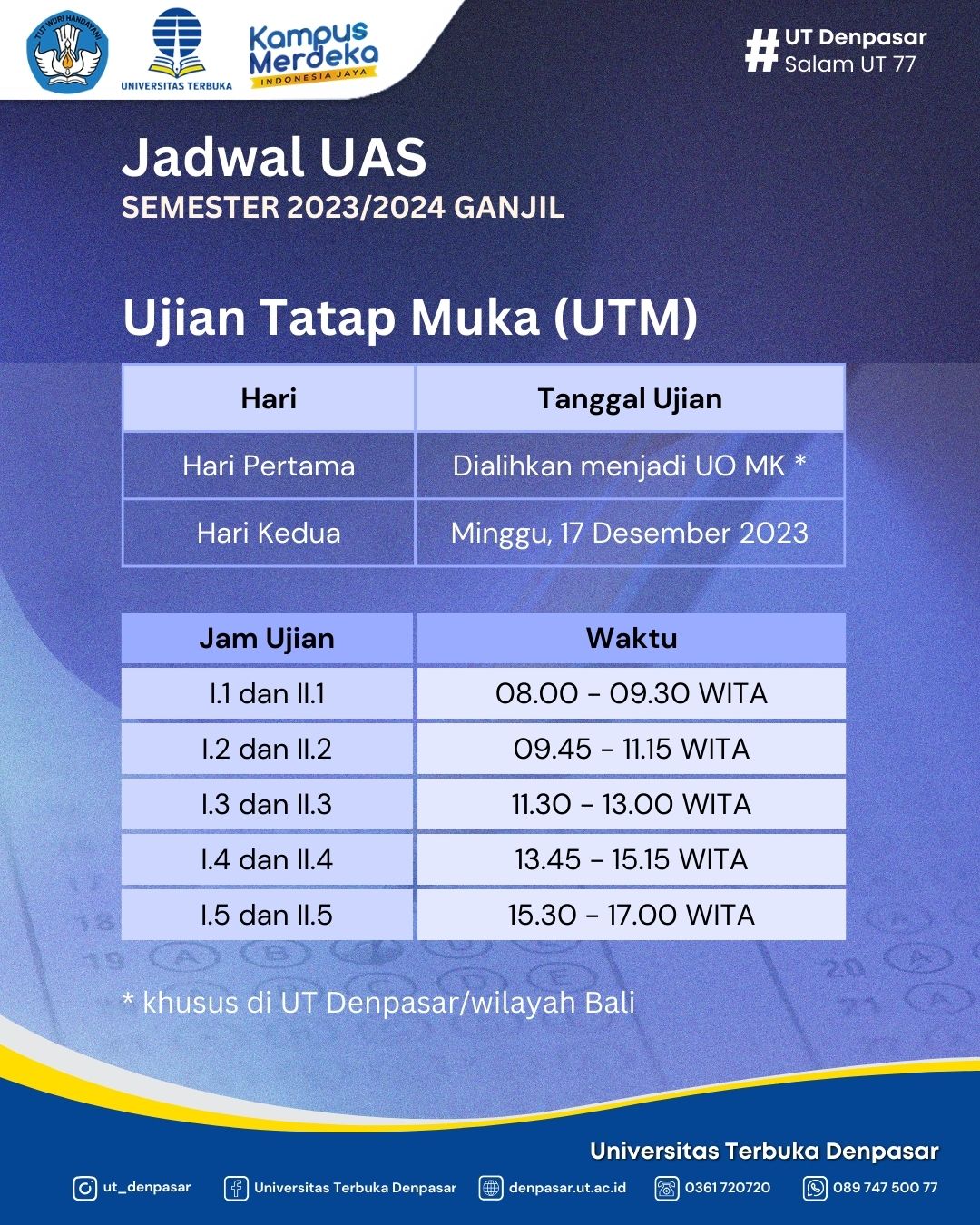 UAS Semester 2023/2024 Ganjil - Universitas Terbuka Denpasar