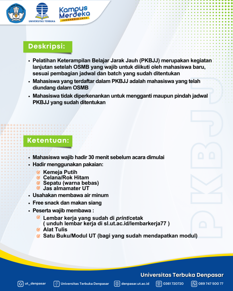 PKBJJ Batch 2-6 Semester 2023/2024 Genap - Universitas Terbuka Denpasar